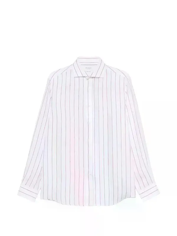 Brunello Cucinelli Striped-pattern Linen Shirt - White