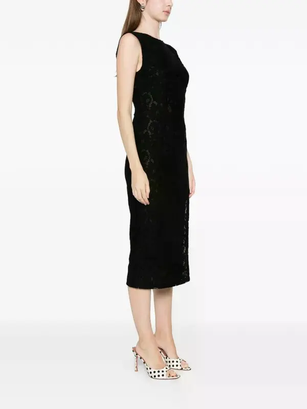 Pinko Midi Drupa Lace Slit Dress - Black