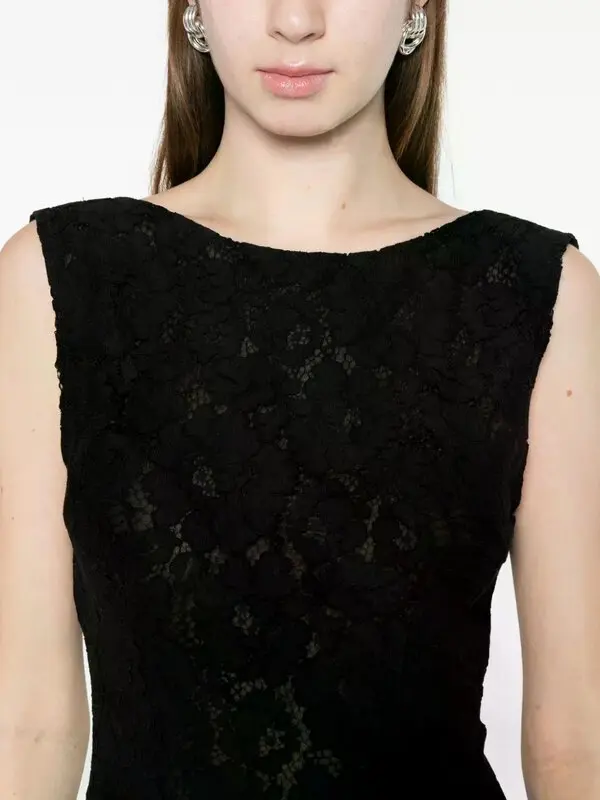 Pinko Midi Drupa Lace Slit Dress - Black