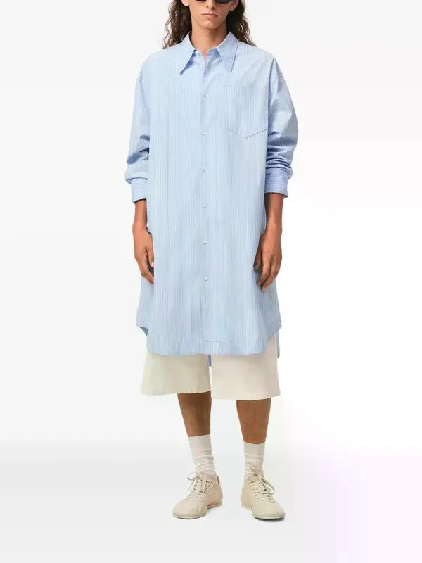 AMI Paris De Coeur Striped Popeline Shirt Dress