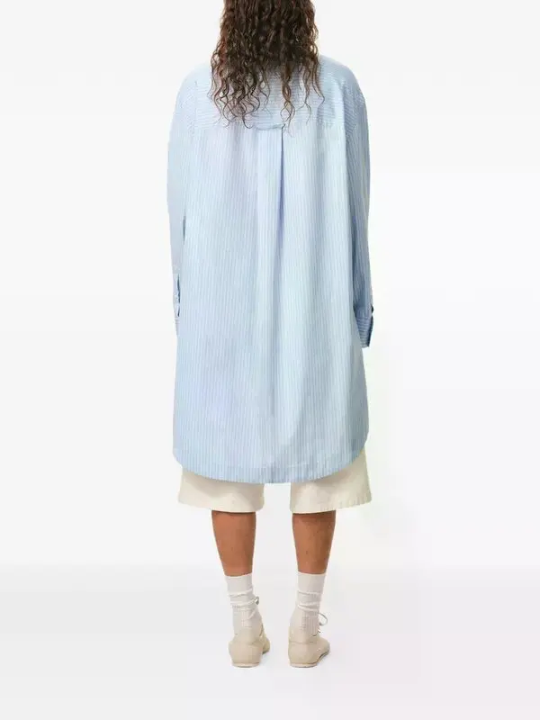 AMI Paris De Coeur Striped Popeline Shirt Dress