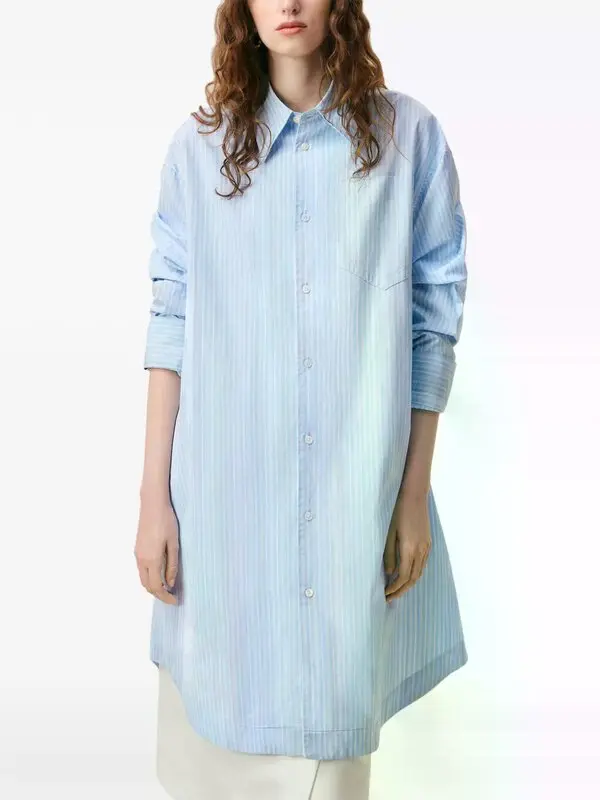 AMI Paris De Coeur Striped Popeline Shirt Dress