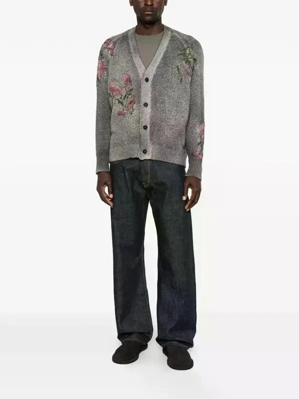 Avant Toi Buttoned Cardigan With Floral Details