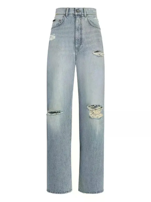 Dolce & Gabbana Distressed Wide-leg Jeans