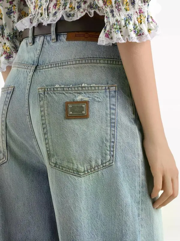 Dolce & Gabbana Distressed Wide-leg Jeans