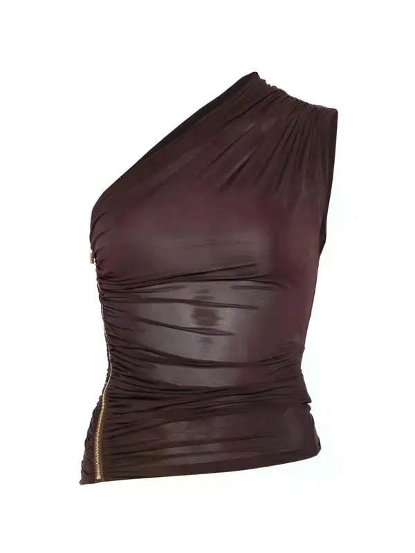 Elisabetta Franchi One-shoulder Zip Top - Brown