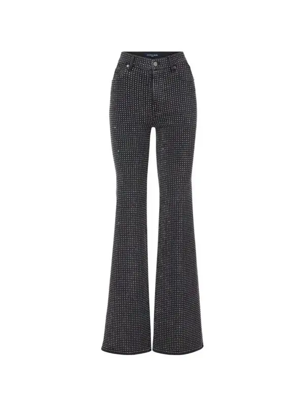 Veronica Beard Crosbie Rhinestone Wide-leg Jeans - Black