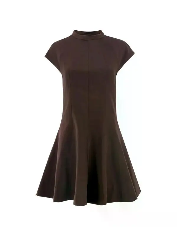 Staud Ellie Mock-neck Flared Mini Dress - Brown