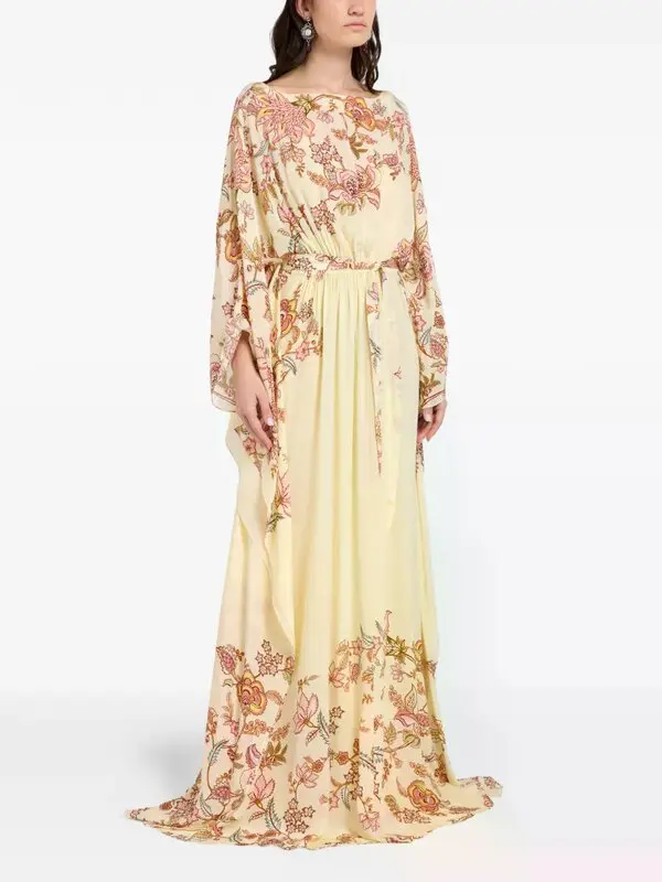 Hemant & Nandita Floral Belted Maxi Dress - Neutrals