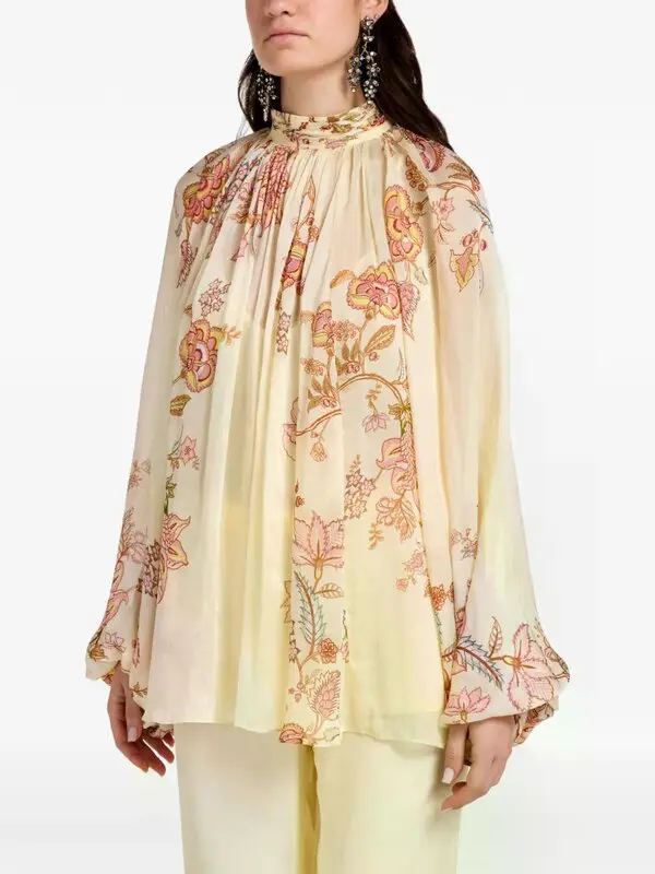 Hemant & Nandita Floral-print Blouse - Neutrals