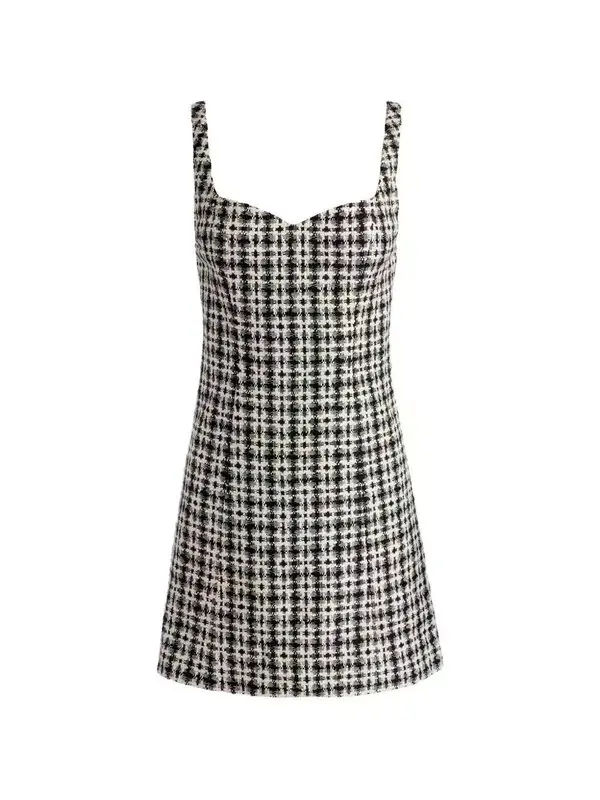 Alice + Olivia Sweetheart Checked Mini Dress - Black