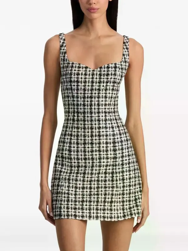 Alice + Olivia Sweetheart Checked Mini Dress - Black