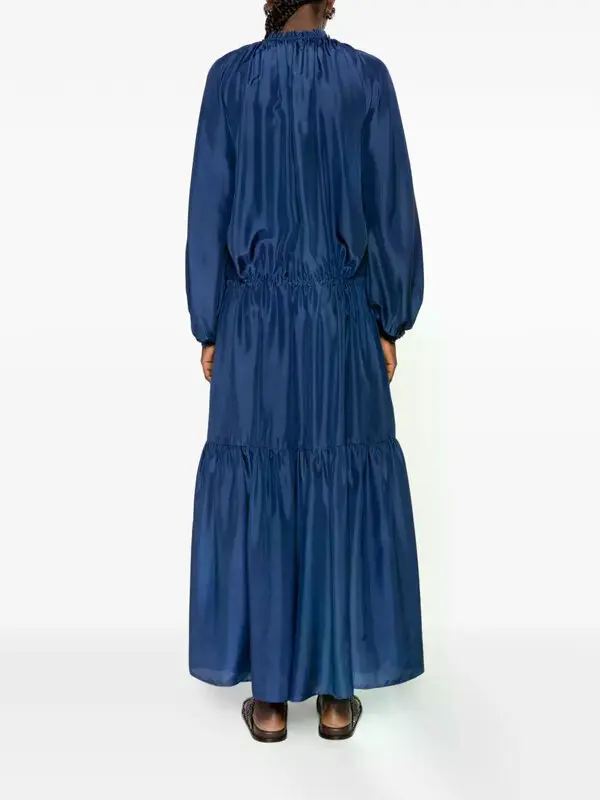 Momoni Viento Ruffled Maxi Dress - Blue
