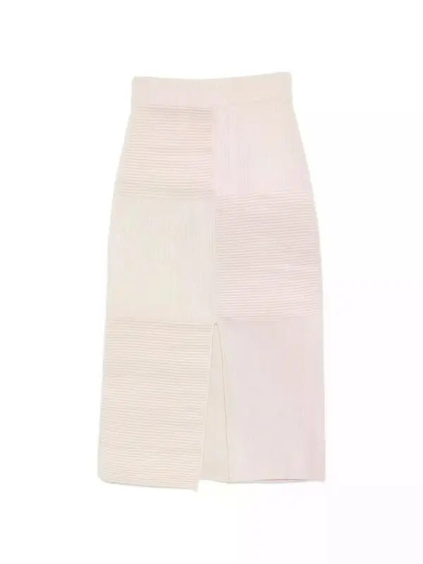 Eric Bompard Ribbed Front-slit Midi Skirt - Neutrals