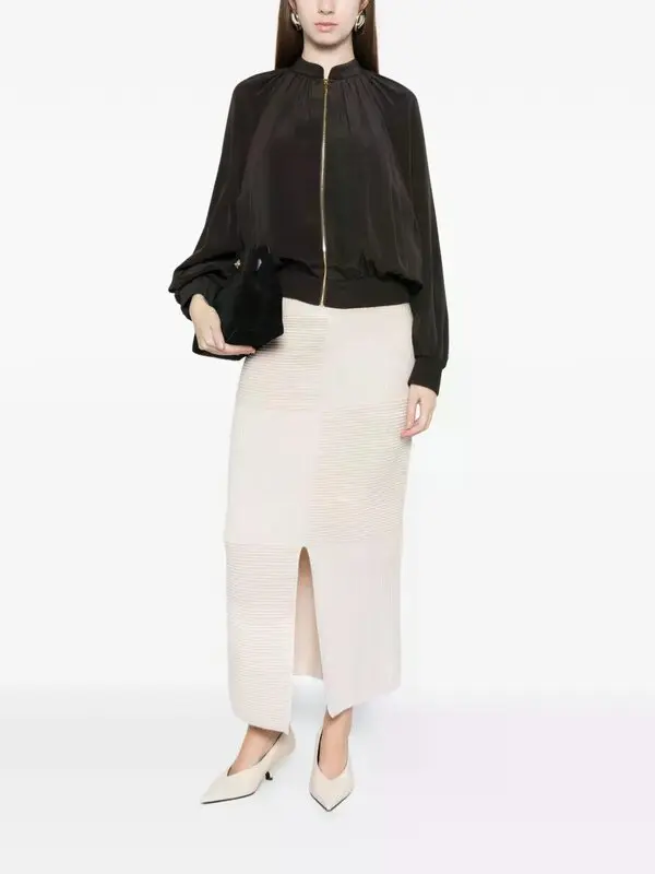 Eric Bompard Ribbed Front-slit Midi Skirt