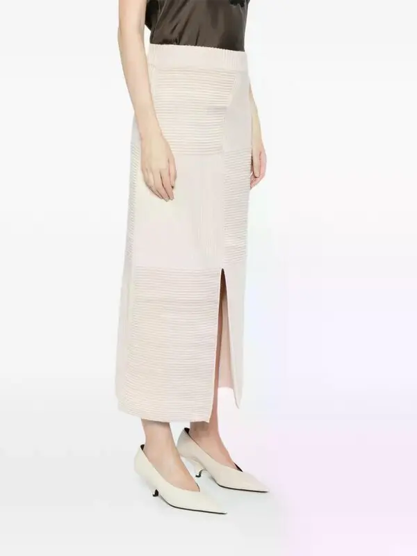 Eric Bompard Ribbed Front-slit Midi Skirt