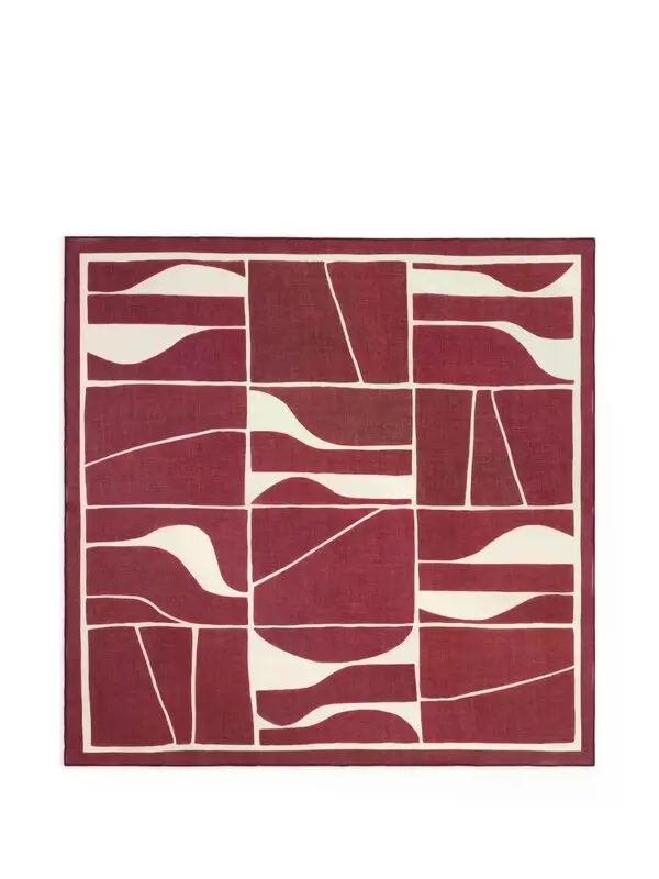 Eric Bompard Geometric-print Mini Square Scarf - Red
