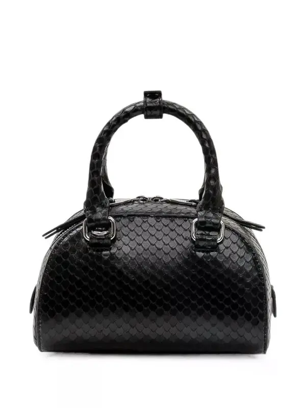 DIESEL® 1dr Dome Small Bowling Bag In Snake-effect Leather - Black