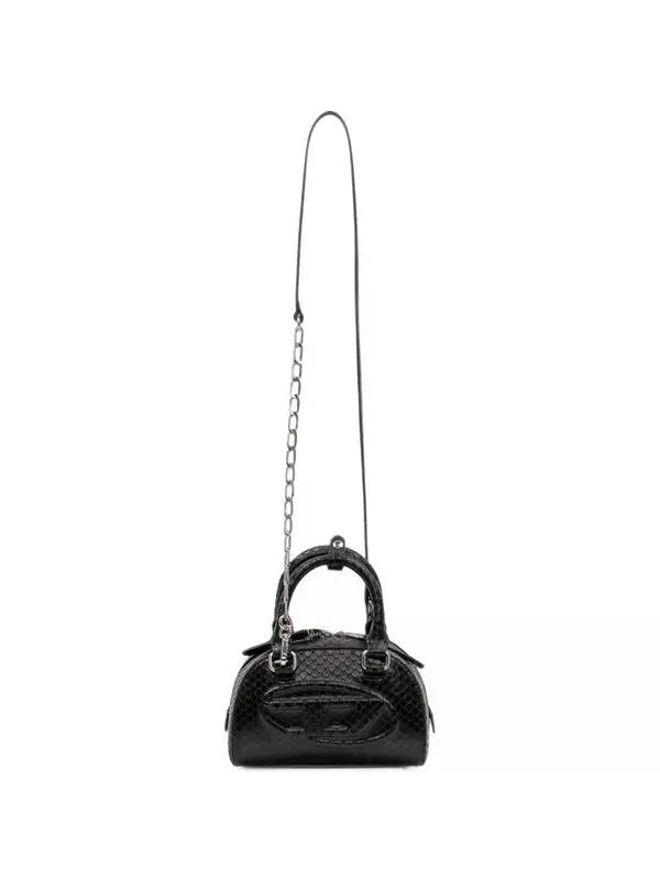 DIESEL® 1dr Dome Small Bowling Bag In Snake-effect Leather - Black