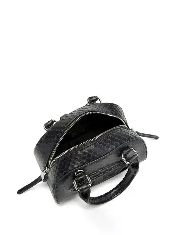 DIESEL® 1dr Dome Small Bowling Bag In Snake-effect Leather - Black
