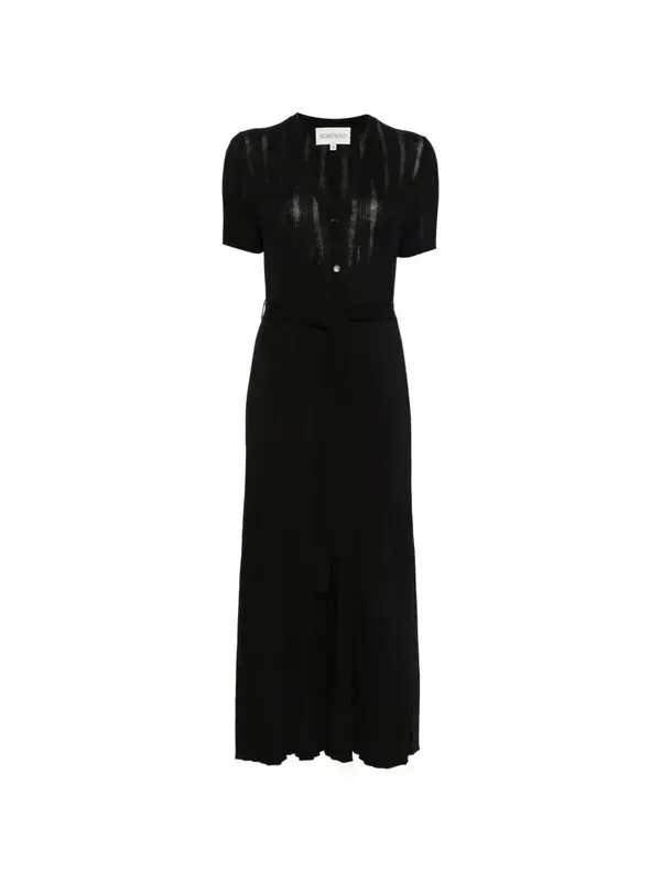 Eric Bompard V-neck Ribbed Midi Dress - Black