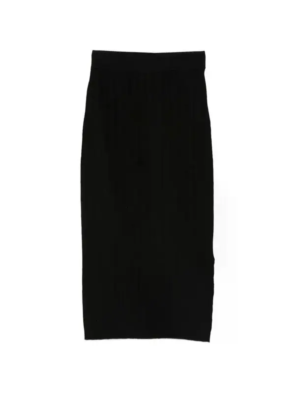 Eric Bompard Ribbed Elasticated Midi Skirt - Black