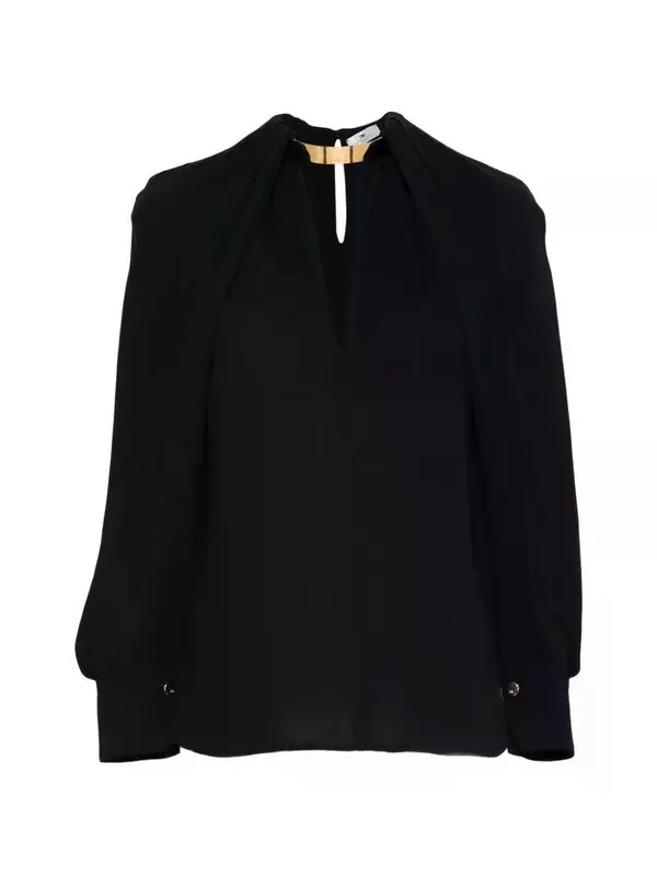 Elisabetta Franchi Choker V-neck Blouse - Black