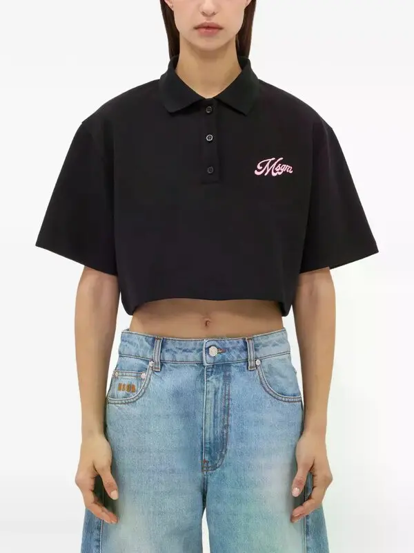 MSGM Logo Crop Polo Top