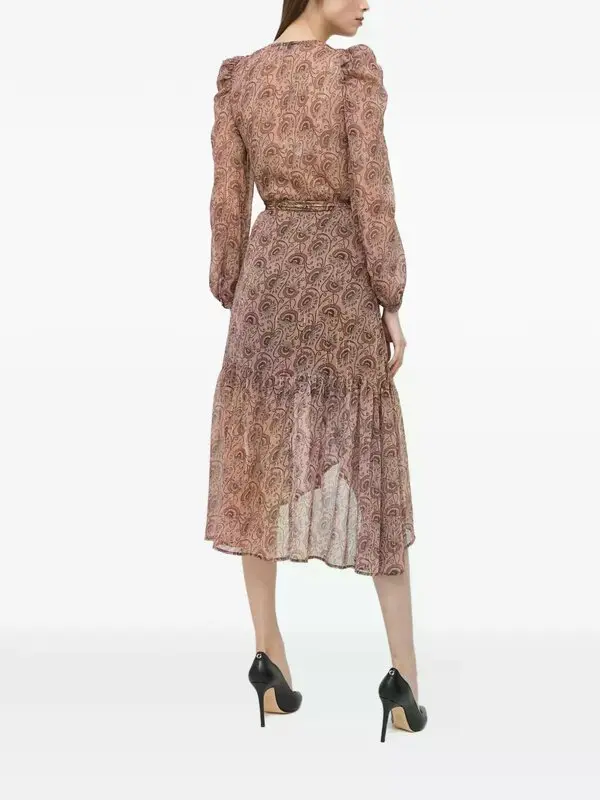 MORGAN Puff-sleeve Ruffled Midi Dress