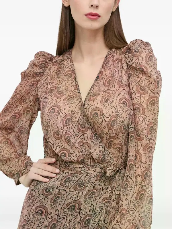 MORGAN Puff-sleeve Ruffled Midi Dress