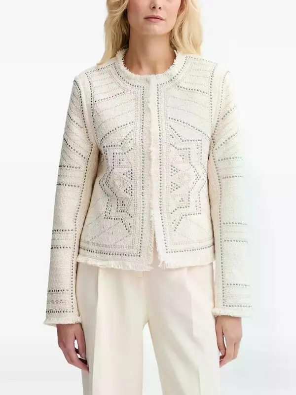 MORGAN Fringed Embellished Jacket - Neutrals