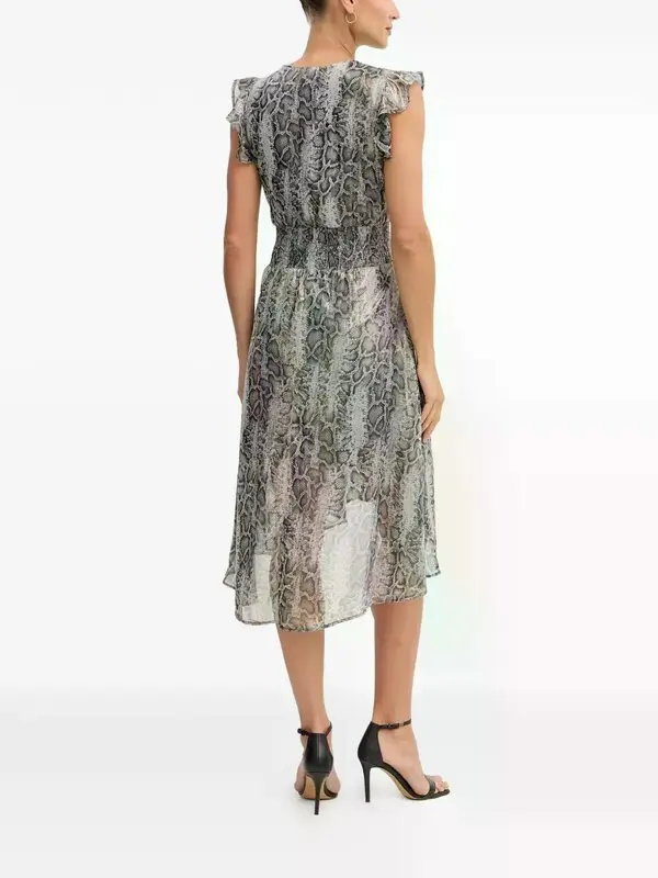 MORGAN Ruffled Reptile-print Midi Dress