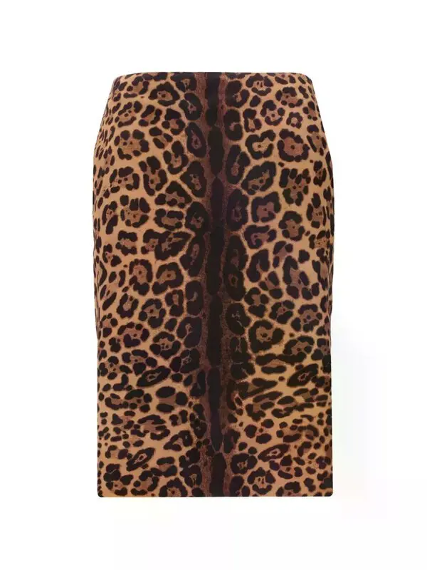 LA ROSE Leopard-print Midi Pencil Skirt - Neutrals