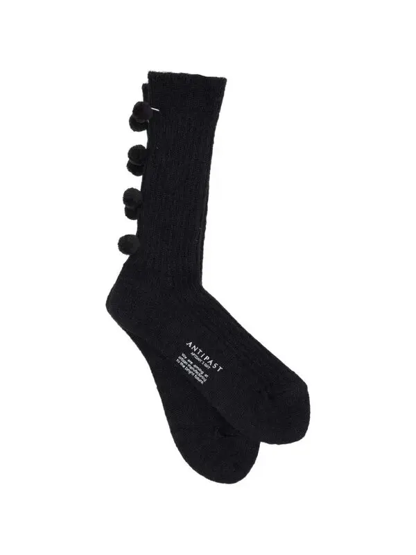 ANTIPAST Pompom-detail Knitted Socks - Black