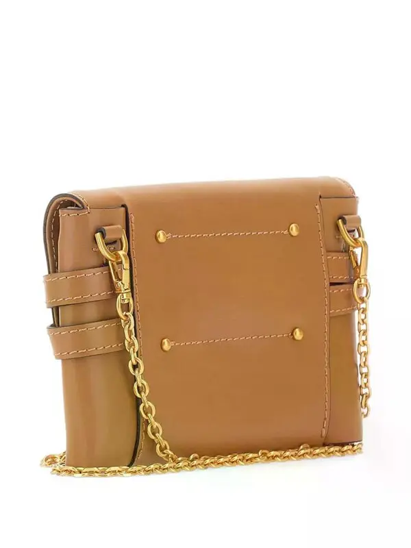 GIANNI CHIARINI Leather Clutch With Chain Strap - Neutrals