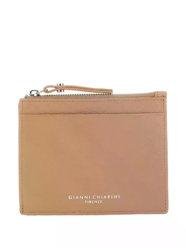 GIANNI CHIARINI Dollaro Pebbled Zip Leather Wallet - Neutrals