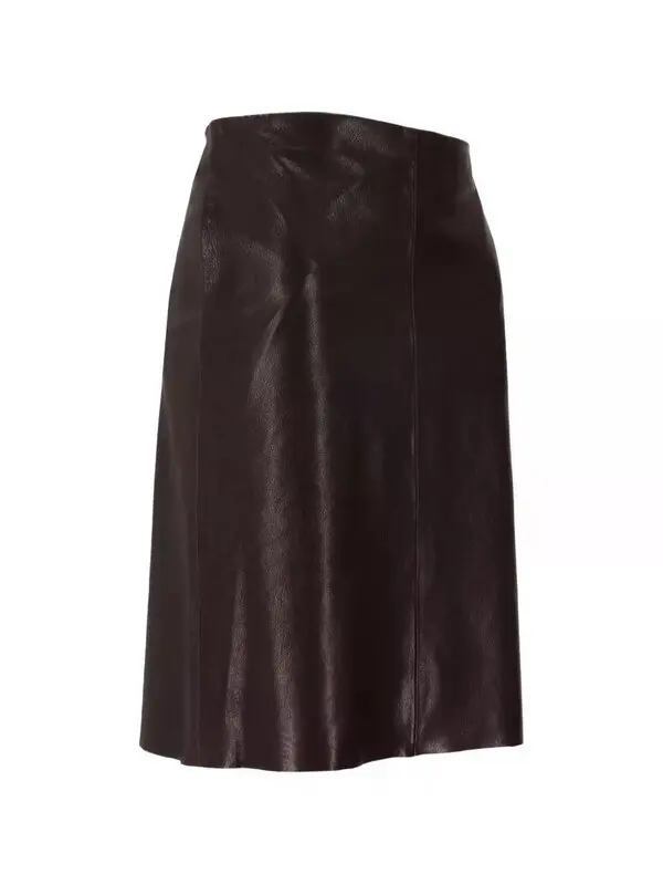 LA ROSE Leather Midi Skirt