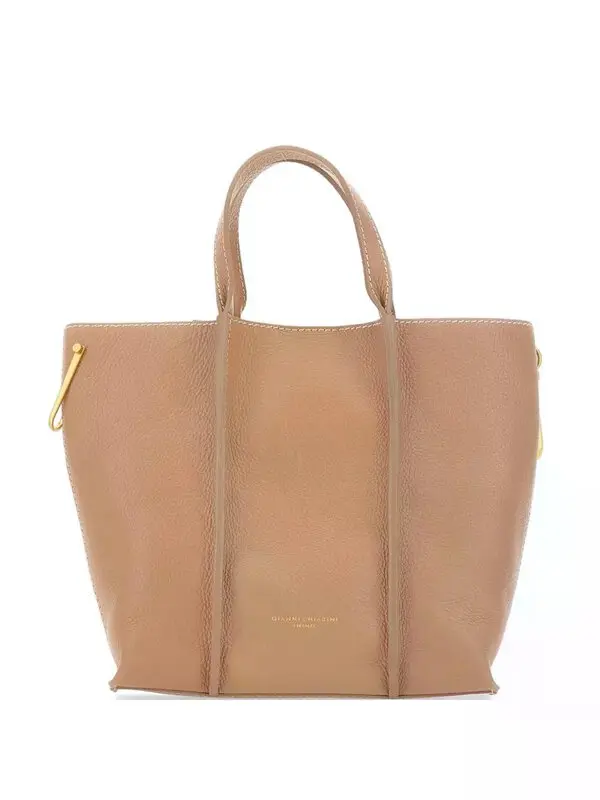 GIANNI CHIARINI Zahara Ribbed Grained Leather Tote Bag - Neutrals
