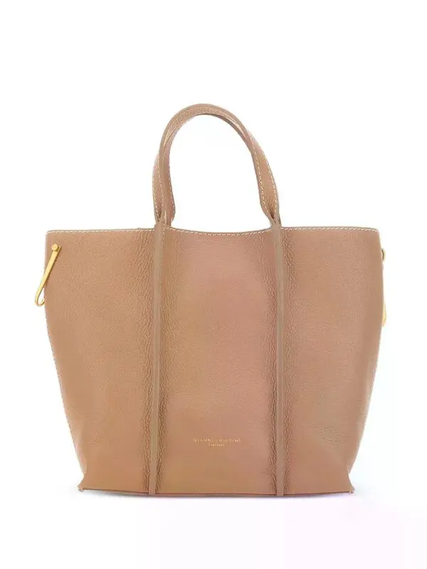 GIANNI CHIARINI Zahara Ribbed Grained Leather Tote Bag - Neutrals