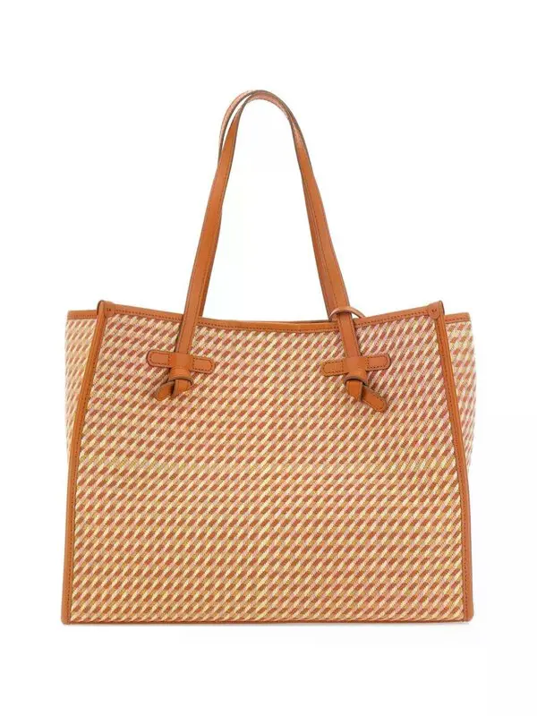 GIANNI CHIARINI Marcella Woven Houndstooth Tote Bag - Orange