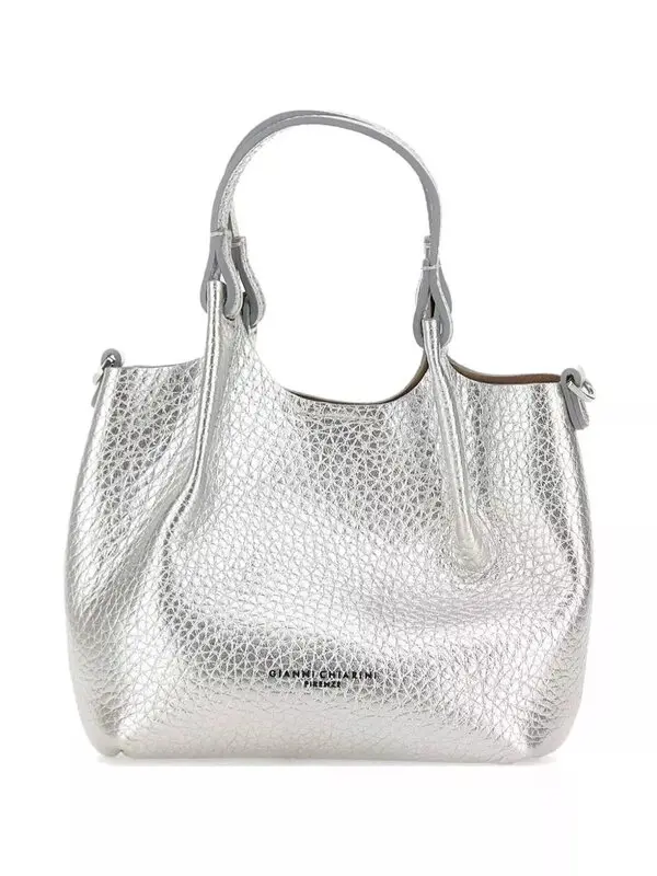 GIANNI CHIARINI Dua Grained-leather Tote Bag - Silver