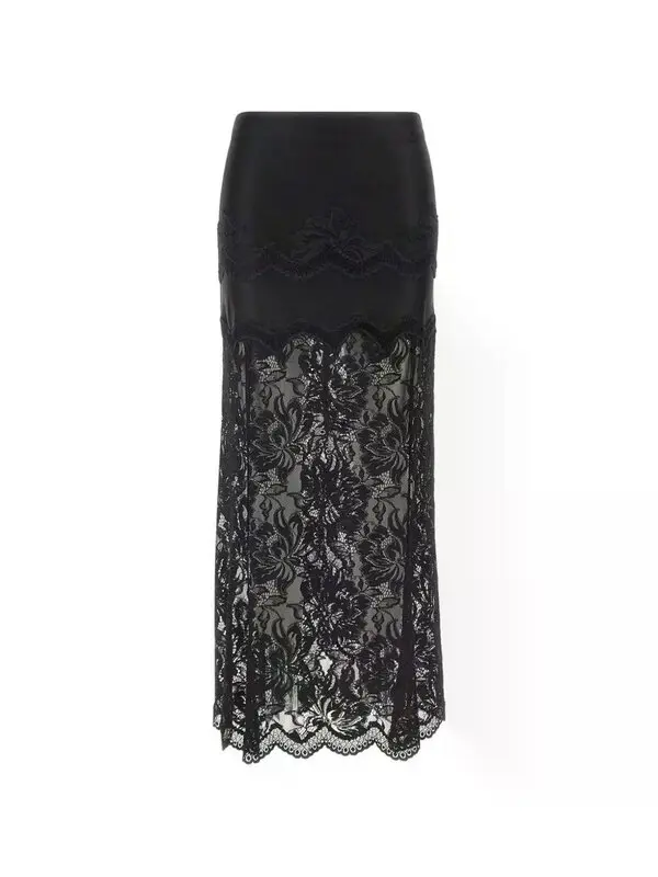 Rabanne Floral-lace Midi Skirt - Black