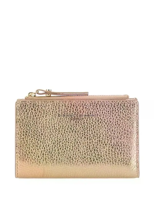 GIANNI CHIARINI Dollaro Logo Printed Leather Wallet - Gold