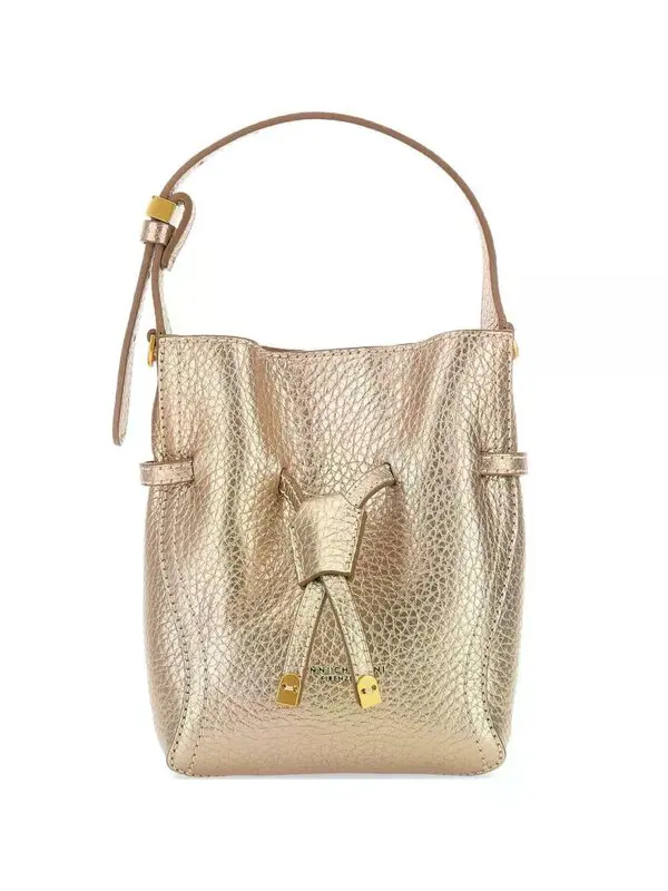 GIANNI CHIARINI Sienna Drawstring Leather Bucket Bag - Gold