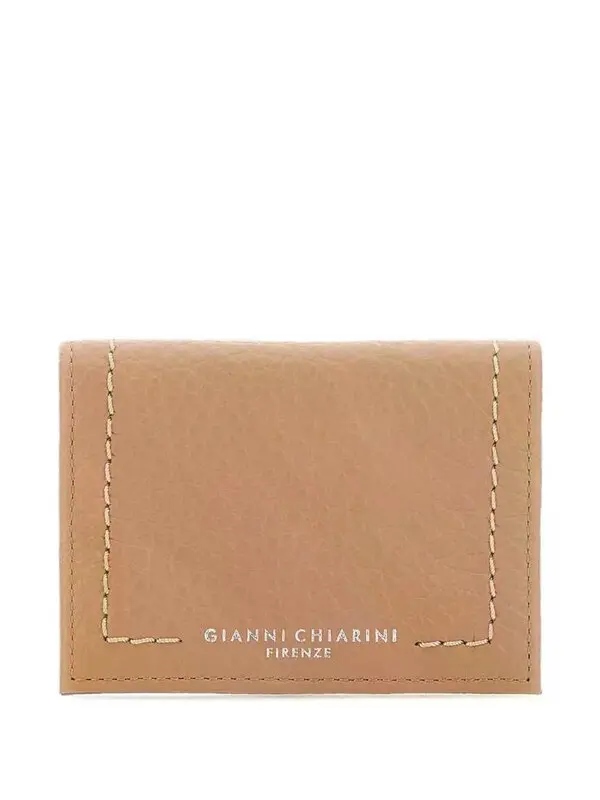 GIANNI CHIARINI Bubble Contrast-stitch Leather Card Holder - Neutrals