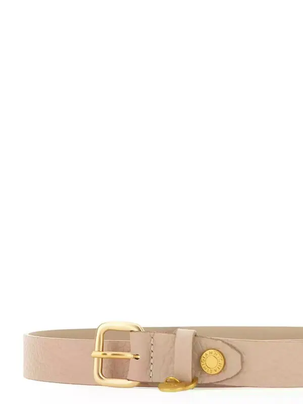 GIANNI CHIARINI Maxi-grain Leather Belt With Square Buckle - Neutrals
