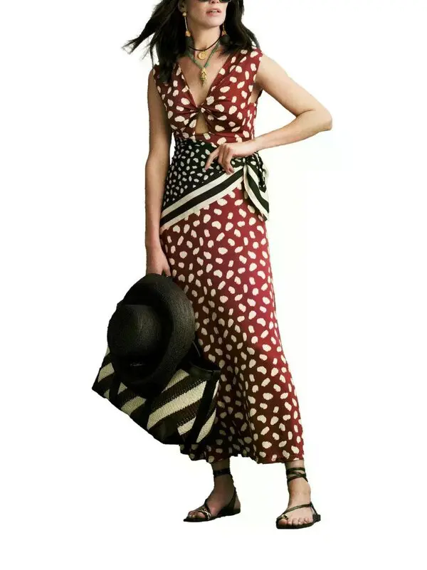 Johanna Ortiz Horizonte Místico Midi Dress - Red