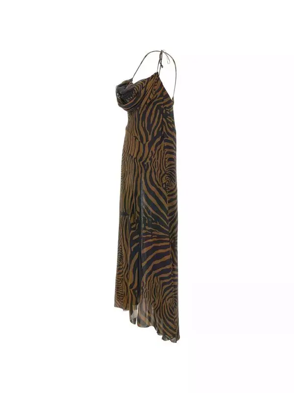 Blumarine Zebra-print Draped Maxi Dress