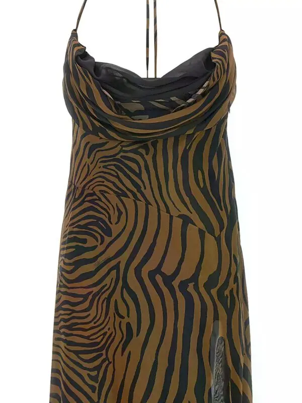 Blumarine Zebra-print Draped Maxi Dress