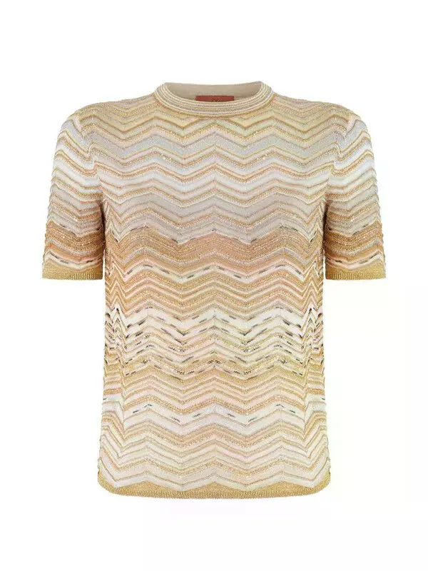 Missoni Chevron-pattern Crew-neck Top - Neutrals